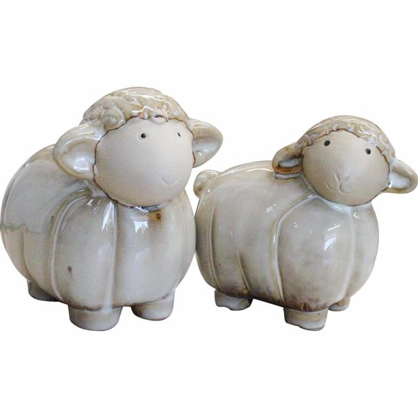 Set of 2 Ceramic Sheep Ornaments - Sproutwell Decor