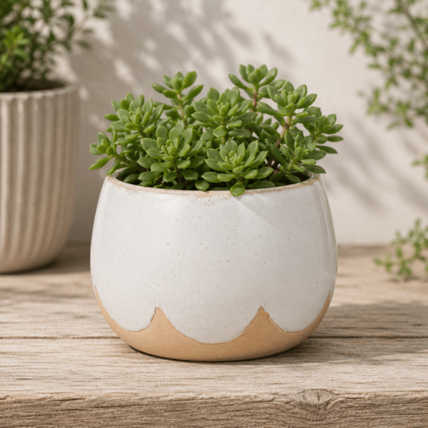 White & Sand Ceramic Pot - Sproutwell Decor