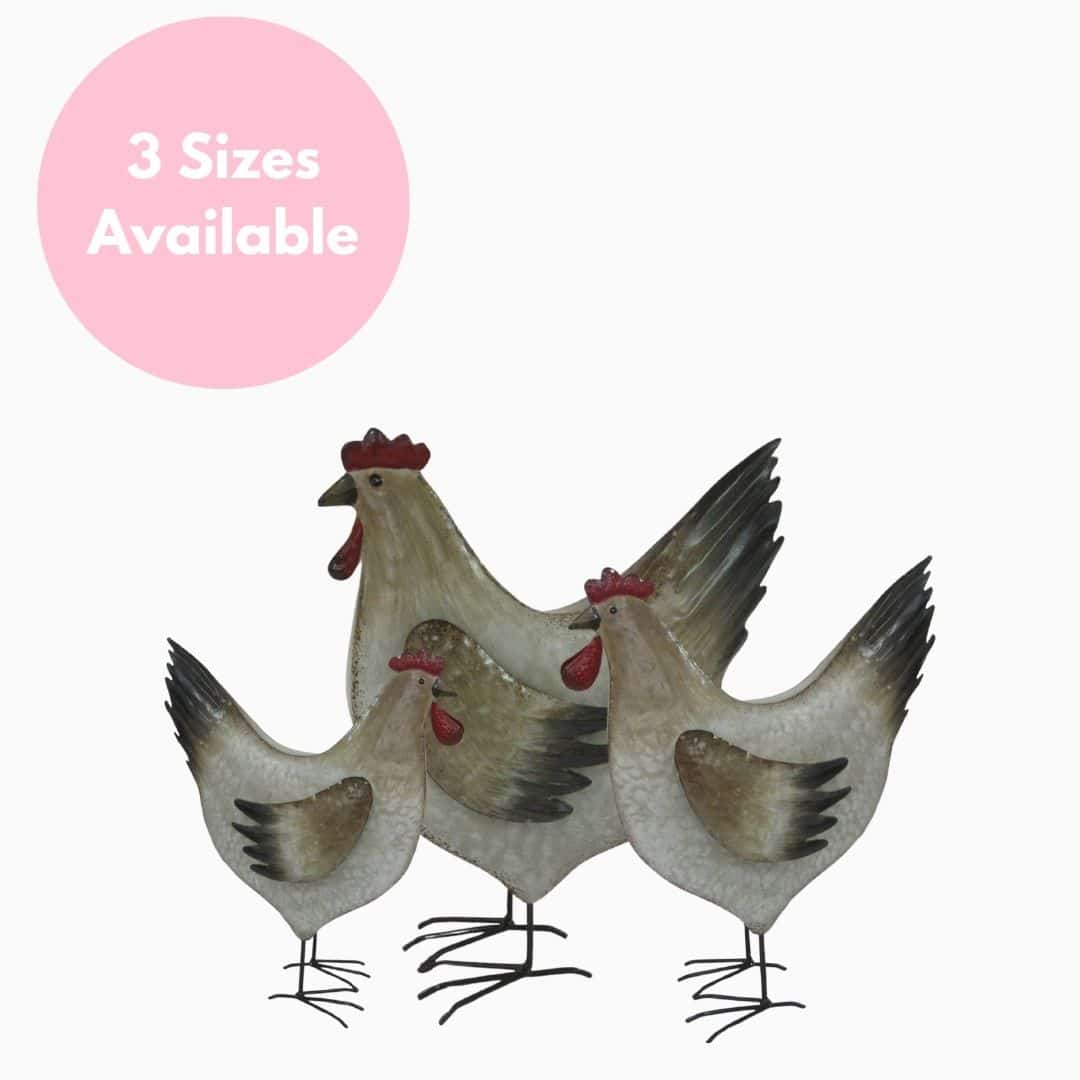 Metal Garden Chickens - Silver/Brown - Sproutwell Decor