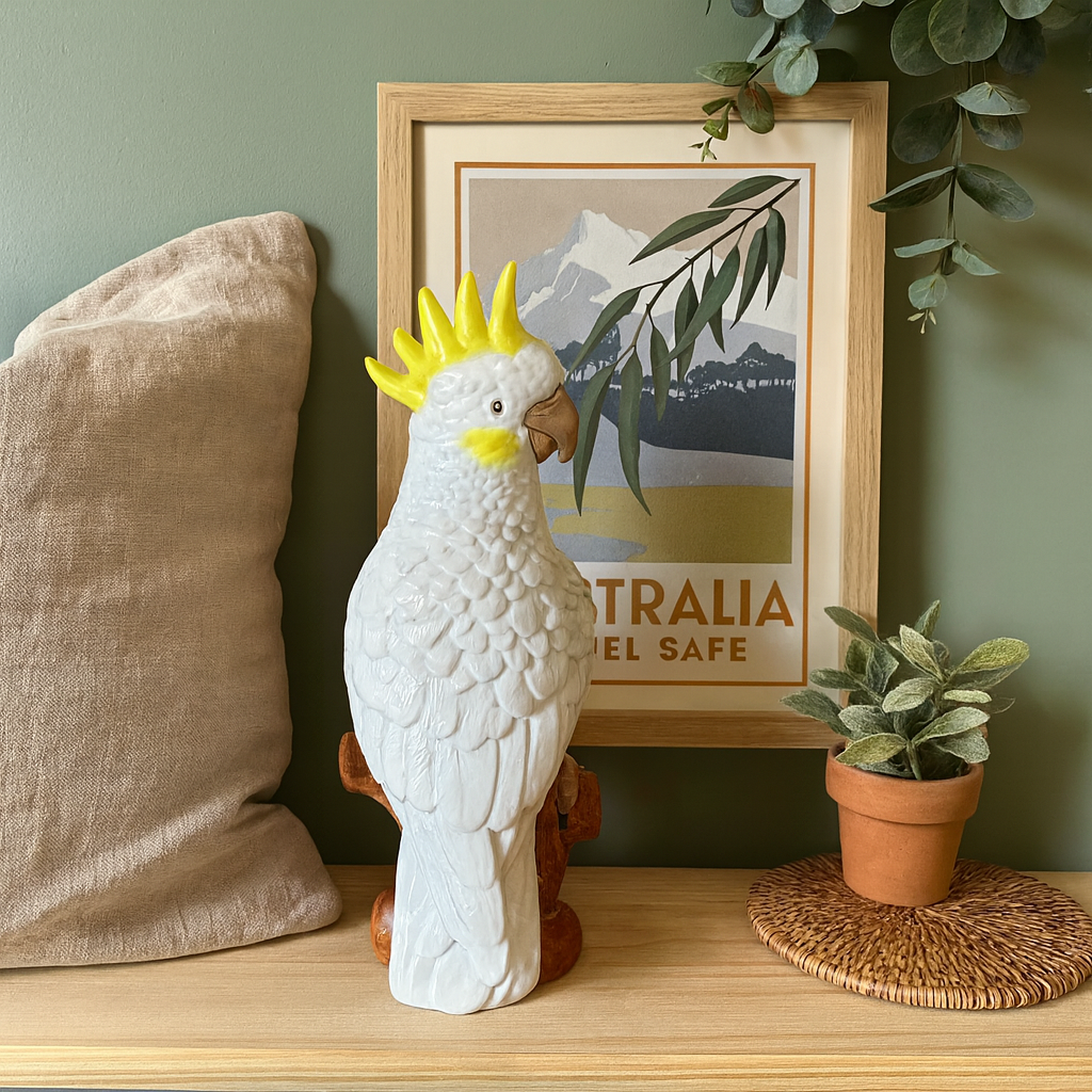 Glazed Ceramic Yellow Cockatoo - Sproutwell Decor